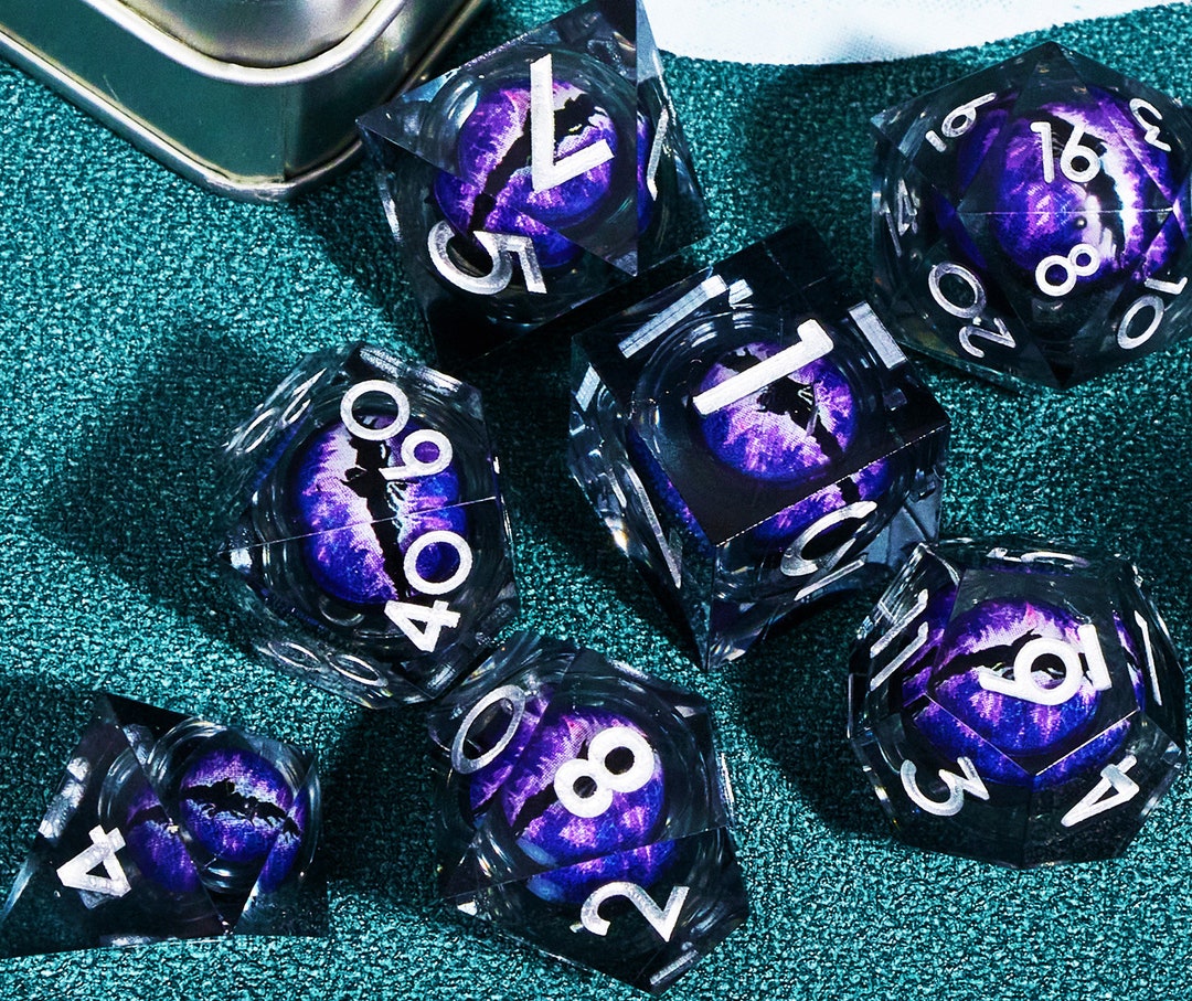 Blue Dragon Eye DND Dice Set With Liquid Core Dungeons and Dragons Dice ...
