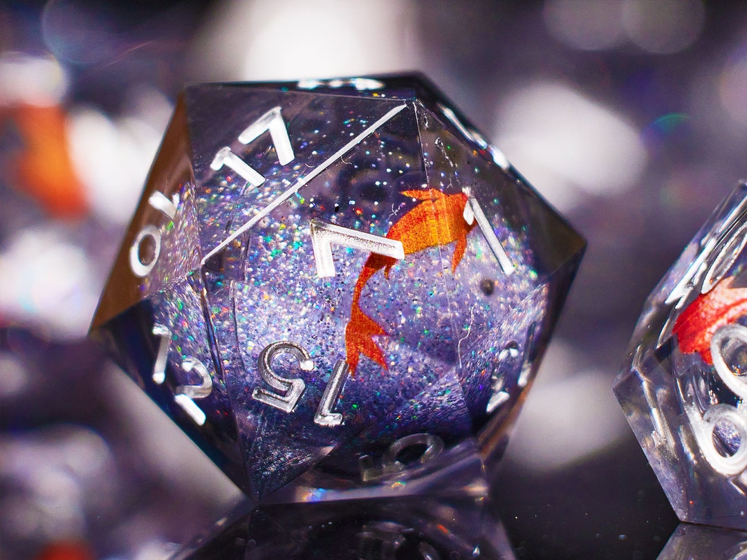 Koi fish Liquid core dnd dice set, Koi fish dungeons and dragons dice ...
