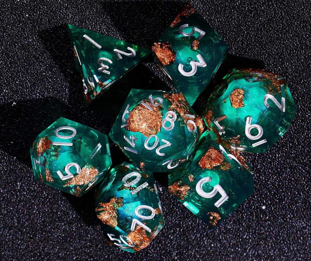 Emerald Liquid Core Dnd Dice Set for Role Playing Games, Gorgeous ...