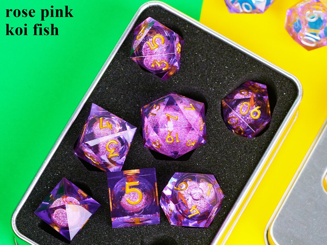 Koi Fish Dnd Dice Set Liquid Core for Role Playing Games - Etsy