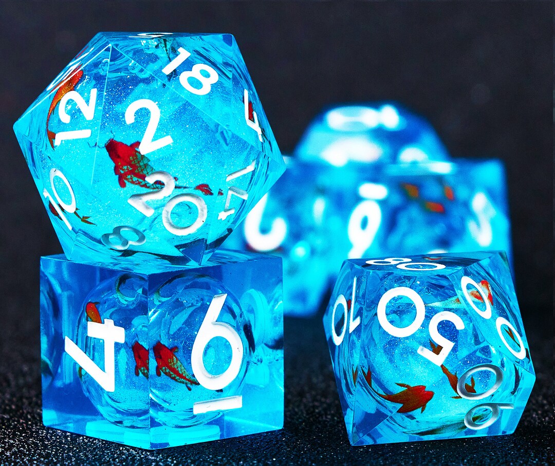 New Arrivals Koi Fish Liquid Core DND Dice Set , Galaxy Liquid Core ...