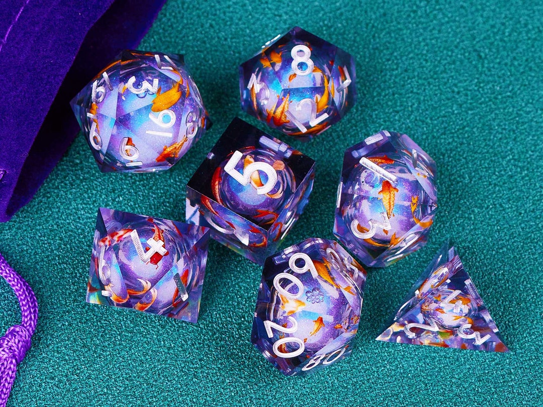 Dark Blue Koi Fish Dice Set for Role Playing Games , Liquid Core ...