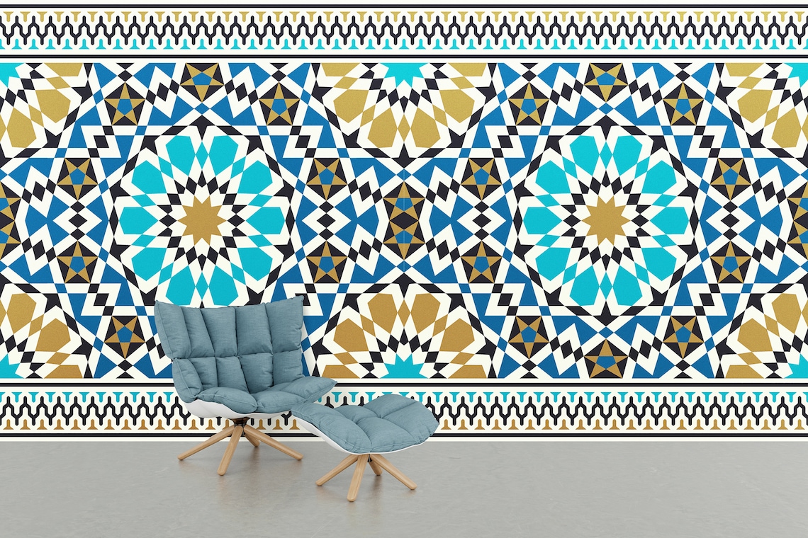 Moroccan Border Wallpaper, Traditional Arabic Islamic Wall Mural, Self ...