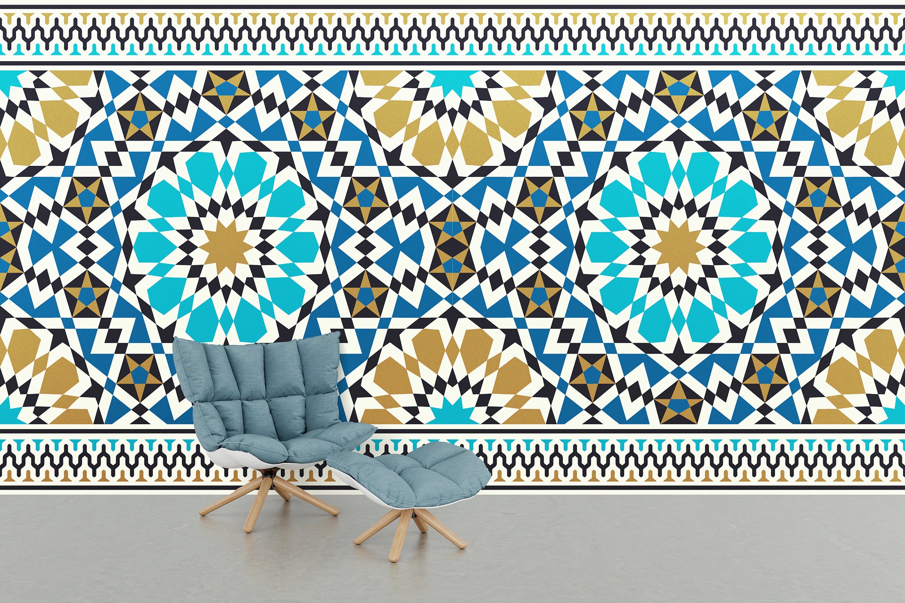 Moroccan Border Wallpaper, Traditional Arabic Islamic Wall Mural, Self ...