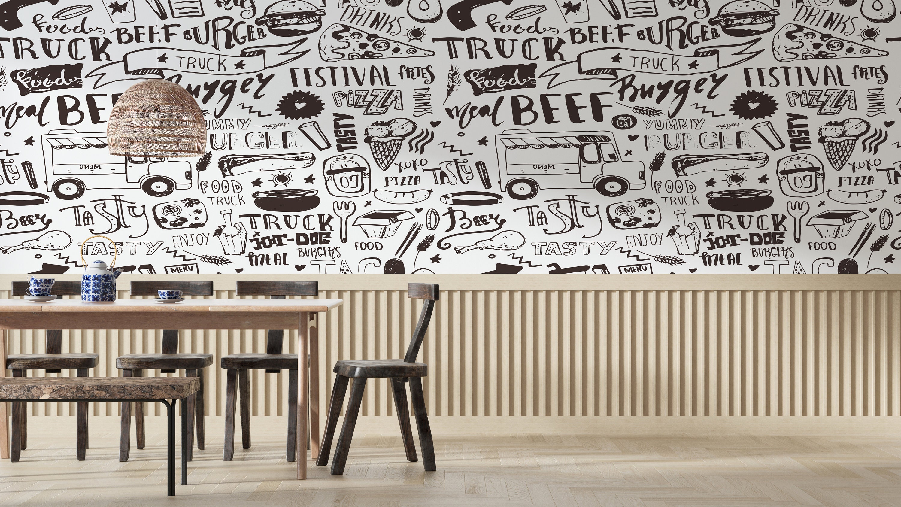Fast Food Products Written Wallpaper, Peel and Stick Food Truck, Self ...