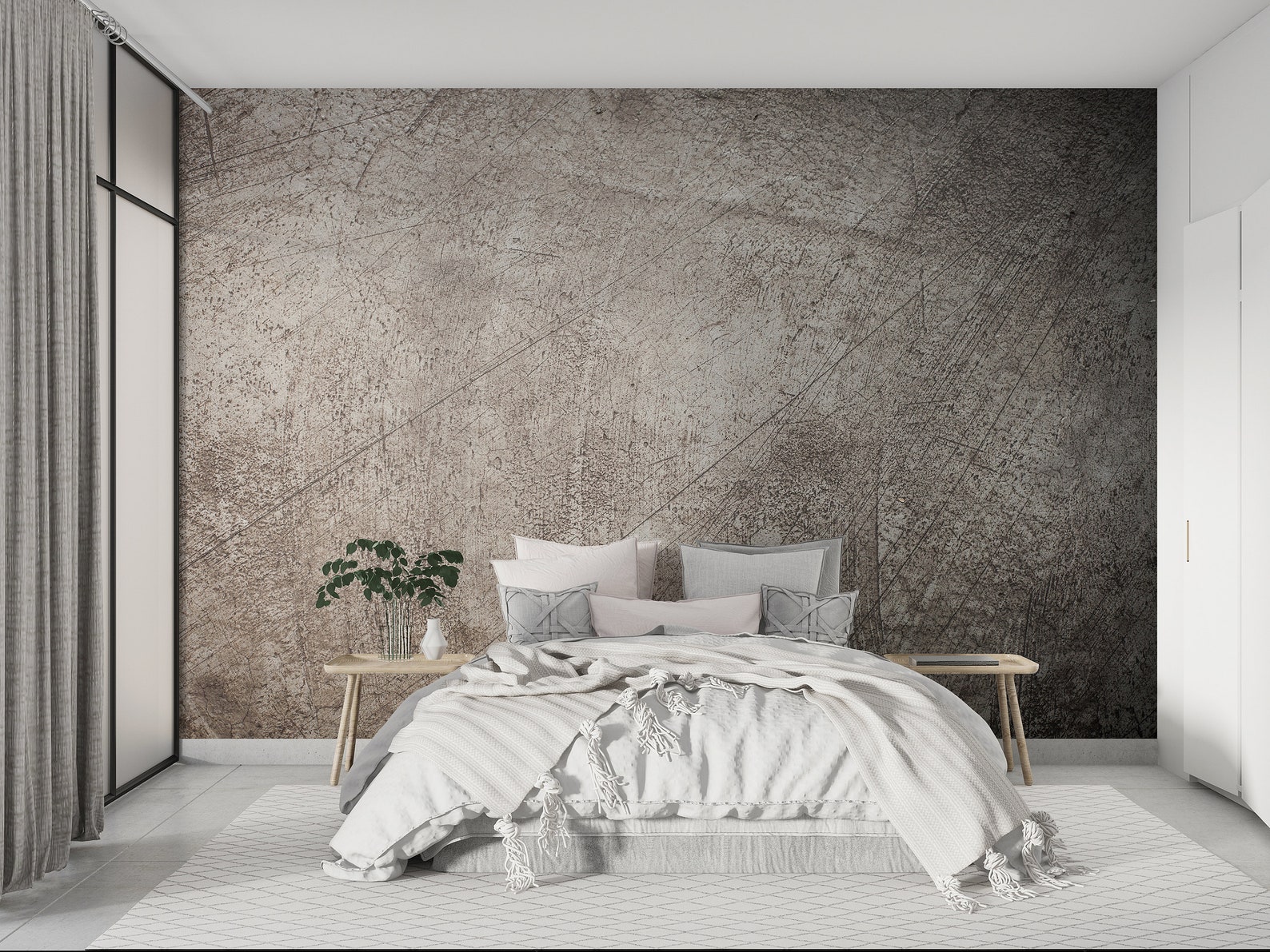 Italy Plaster Look Wallpaper, Peel and Stick Concrete Texture, Self ...