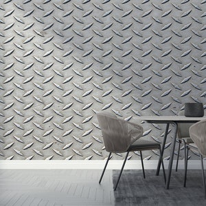 Diamond Pattern Metal Plate Wallpaper, Self Adhesive Metal Floor Peel ...