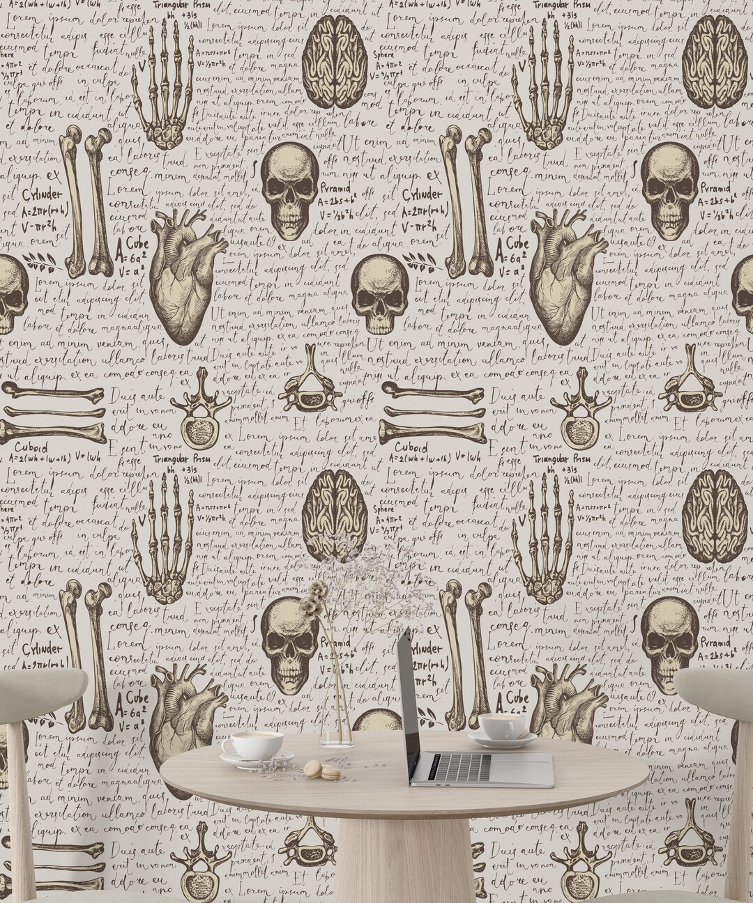 Peel and Stick Hand Drawn Human Skulls, Bones, Joints & Organs ...