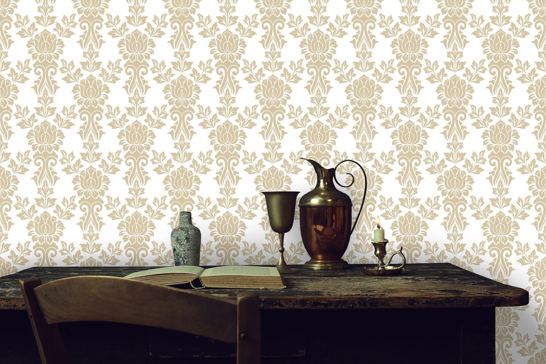 Damask Peel and Stick Wallpaper - Easy to Apply Traditional Wall Decor ...
