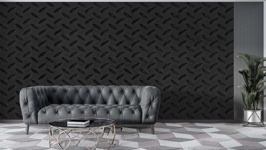 Black Diamond Pattern Metal Plate Wallpaper, Self Adhesive Metal Floor ...