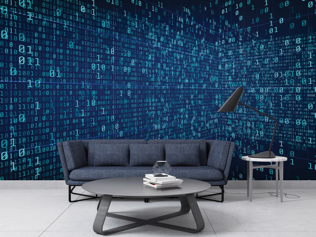 Binary Code Perspective Wallpaper, Technology Secure Data Concept Wall ...
