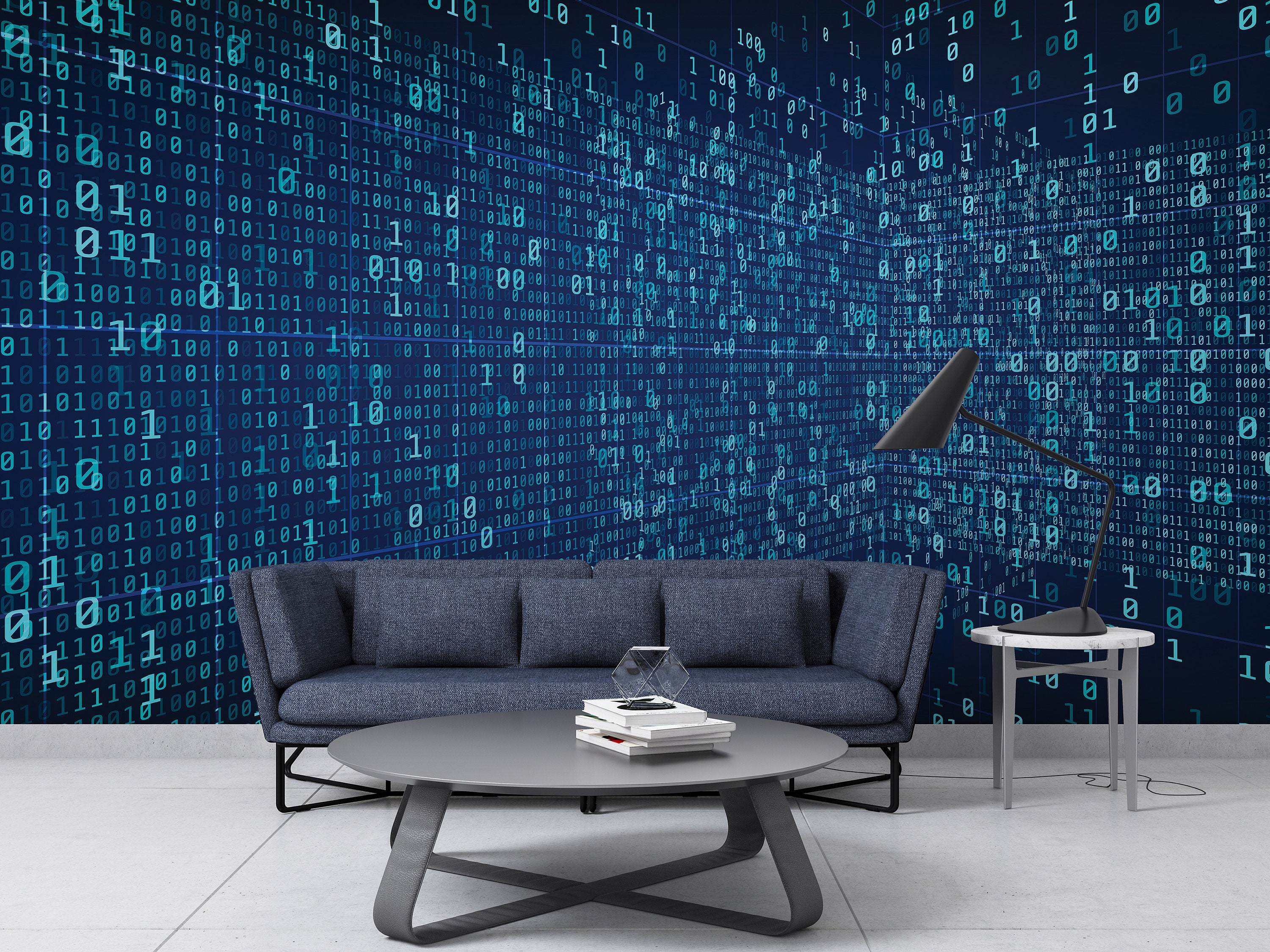 Binary Code Perspective Wallpaper, Technology Secure Data Concept Wall ...