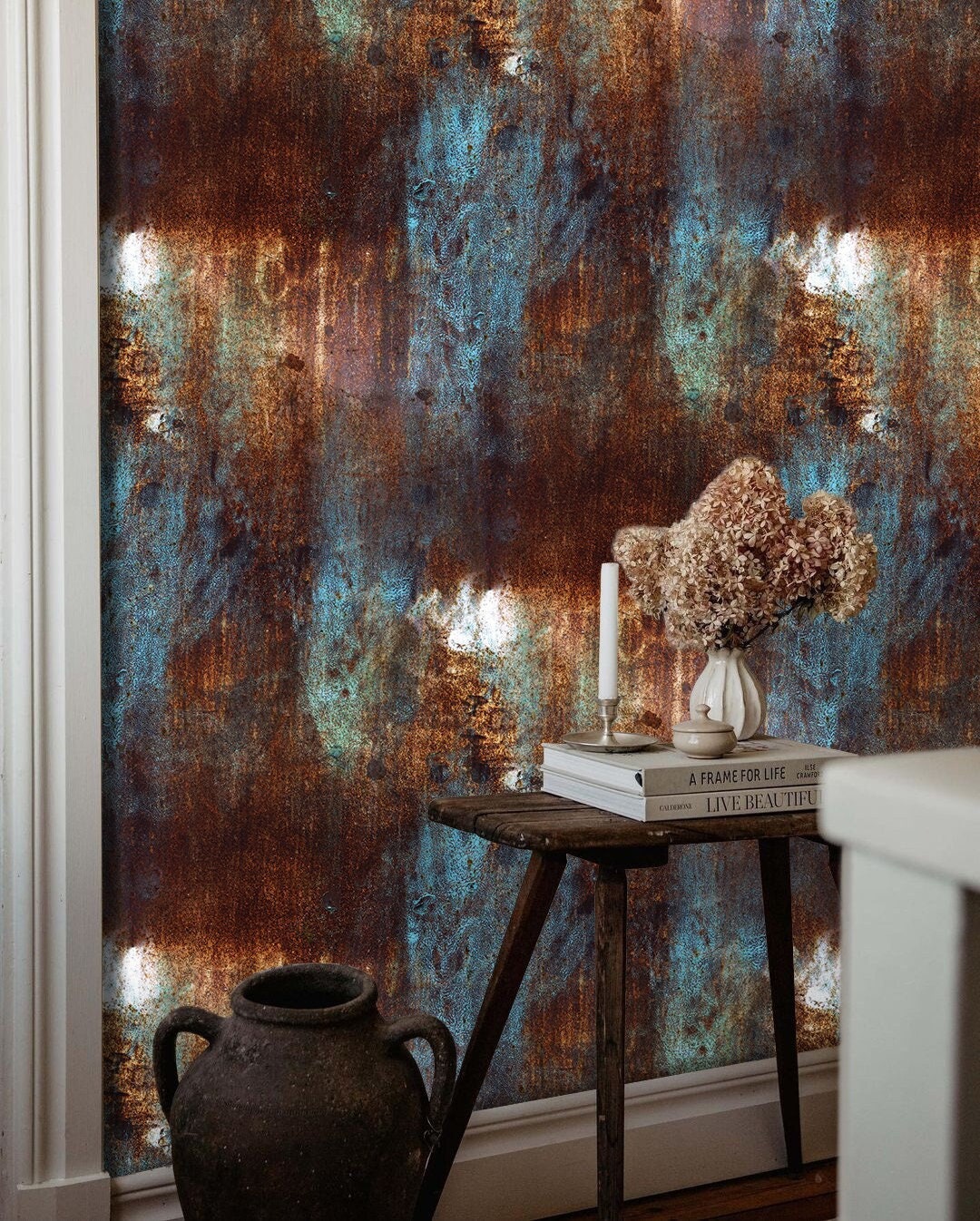 Dark Worn Rusty Metal Wallpaper, Peel Stick Rusty Art - Etsy