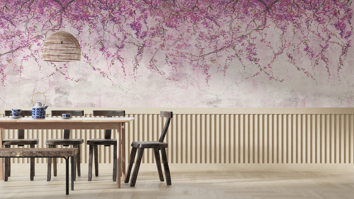 Pastel Sakura Branches Pink Sakura Flowers Wallpaper, Peel and Stick ...