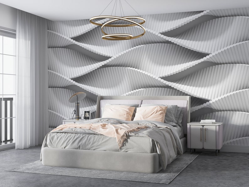 Wallpaper 3D Look Cylindrical Curved Lines, Light Color Curverd Pattern ...