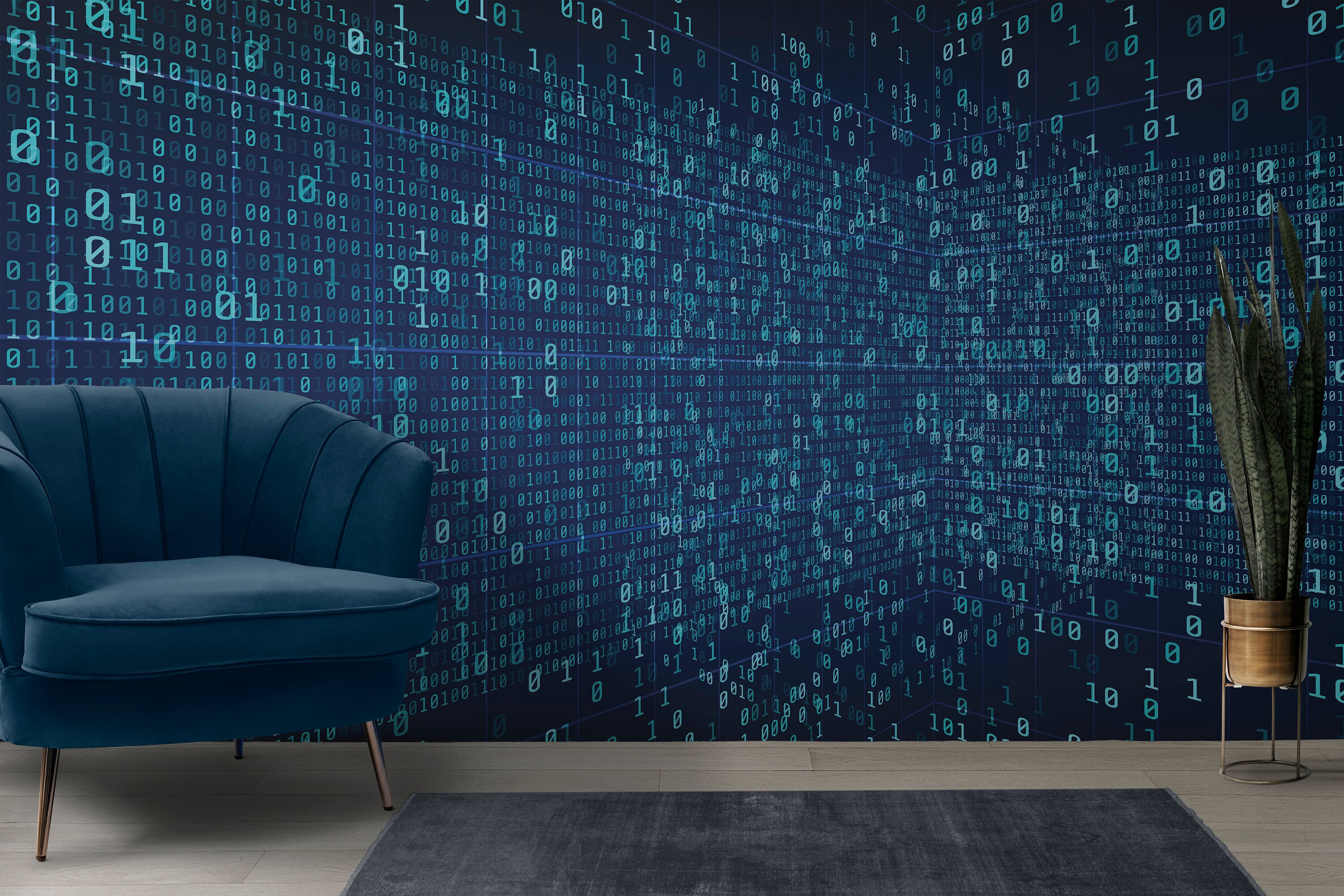 Binary Code Perspective Wallpaper, Technology Secure Data Concept Wall ...
