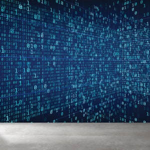 Binary Code Perspective Wallpaper, Technology Secure Data Concept Wall ...