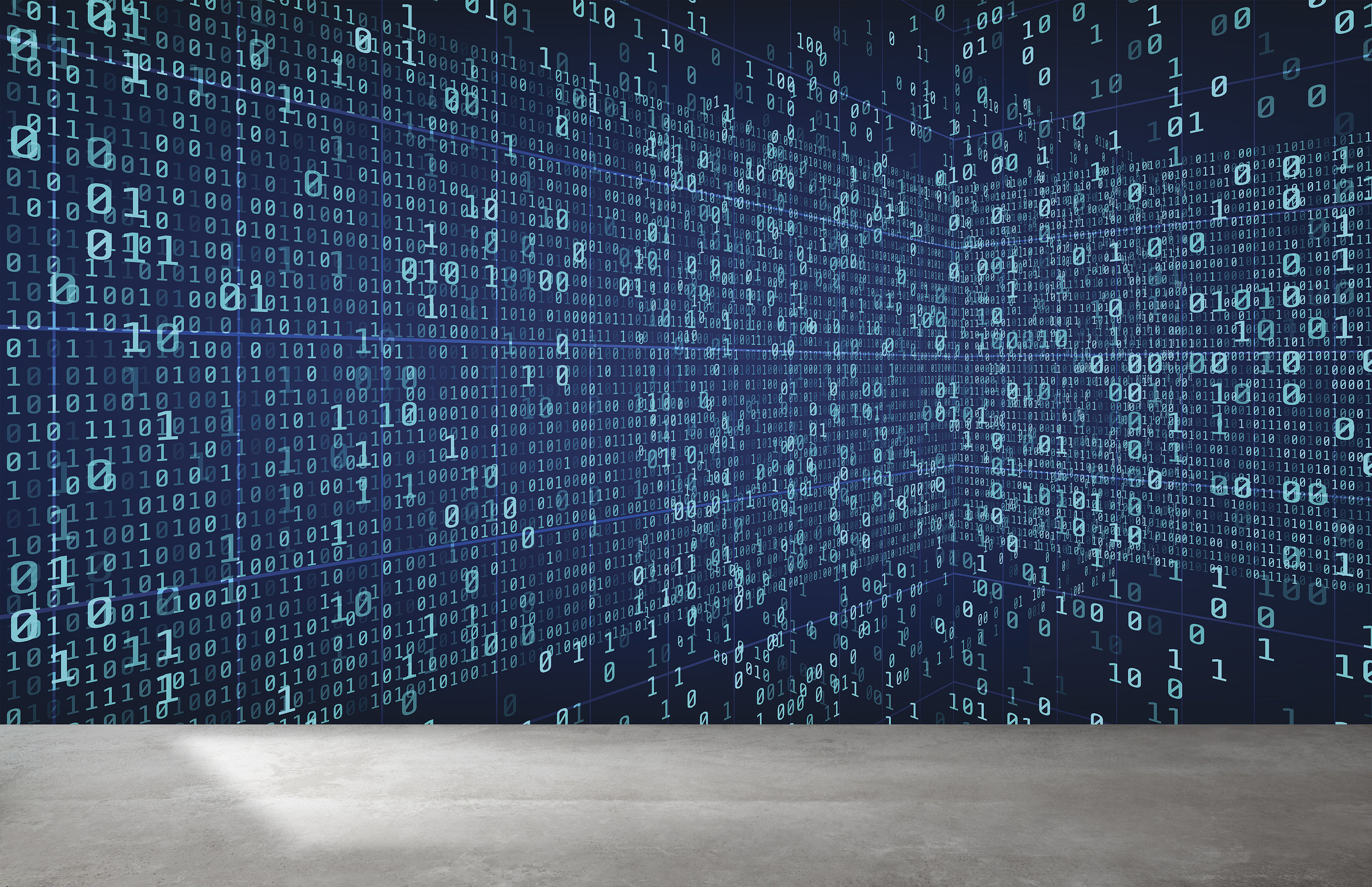 Binary Code Perspective Wallpaper, Technology Secure Data Concept Wall Mural, Peel and Stick ...