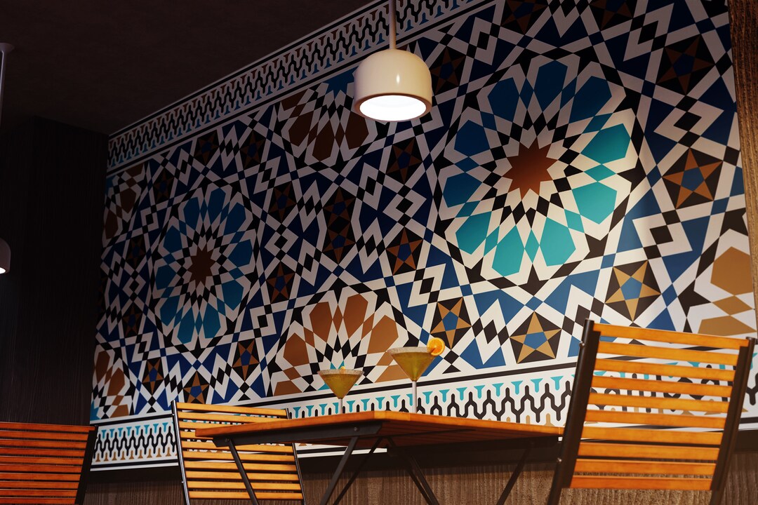 Moroccan Border Wallpaper, Traditional Arabic Islamic Wall Mural, Self ...