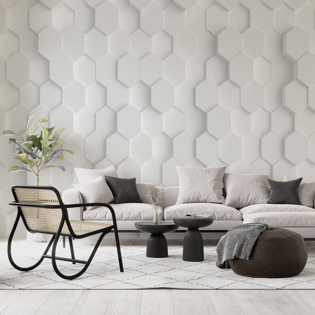 3D Hexagon Wallpaper, Light Color Pattern Wall Mural - Etsy