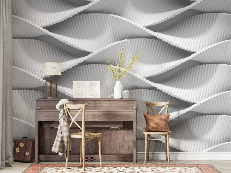 Wallpaper 3D Look Cylindrical Curved Lines, Light Color Curverd Pattern ...