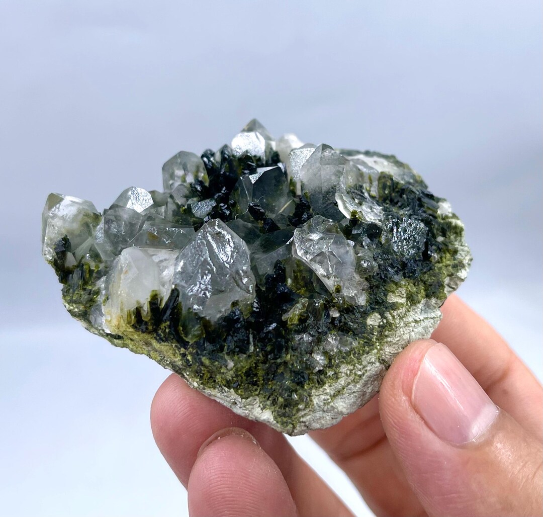 114.68gram Epidote Crystal With Combination Quartz, From Skardu Valley ...