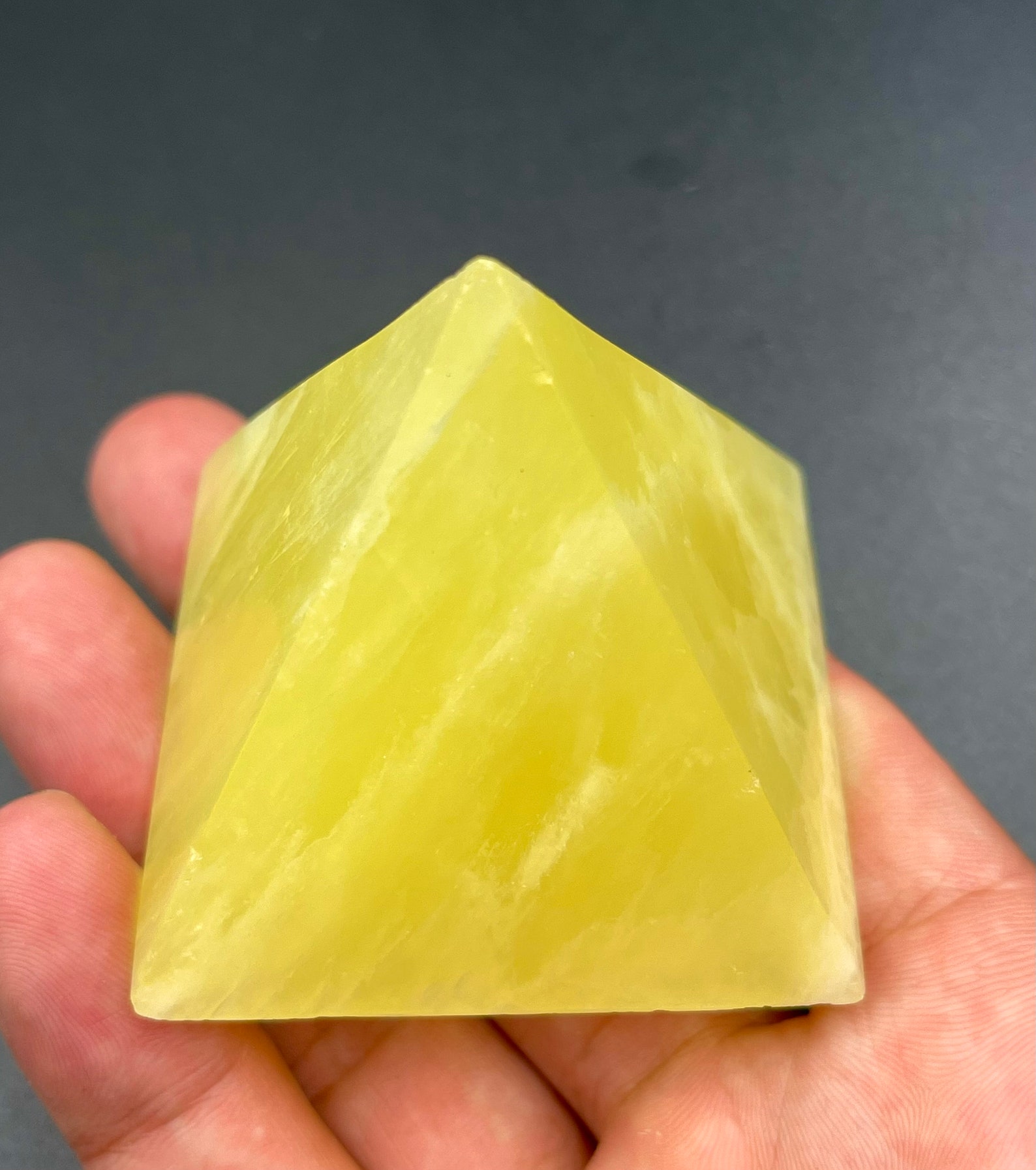 168.95gram Beautiful Natural Yellow Calcite Handmade Pyramid From ...