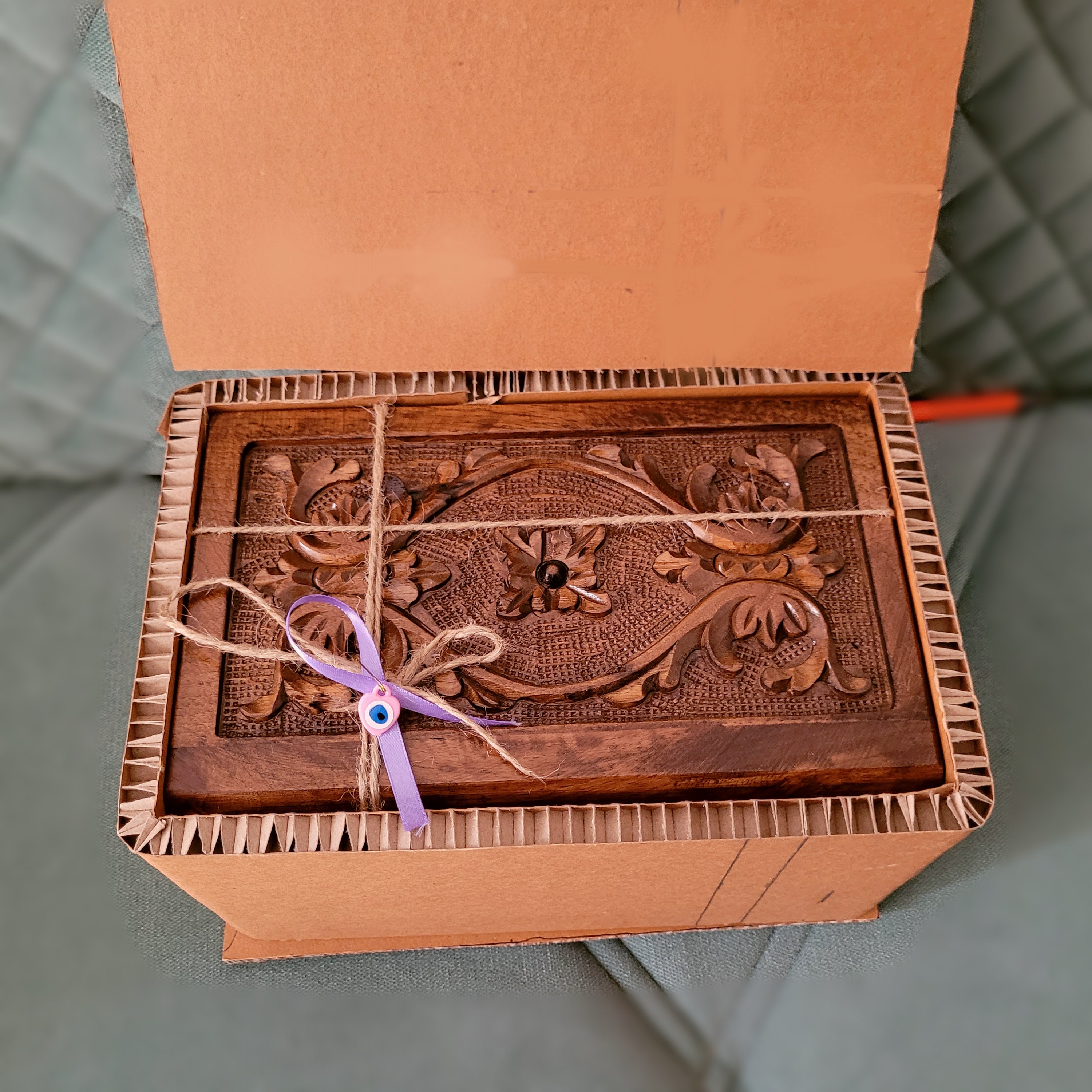 Hand Carved Wood Jewelry Box Walnut Box With Lid secret - Etsy