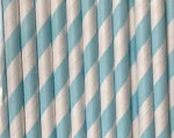 Light Blue and White Striped Straws 10ct Pastel Blue Straws - Etsy