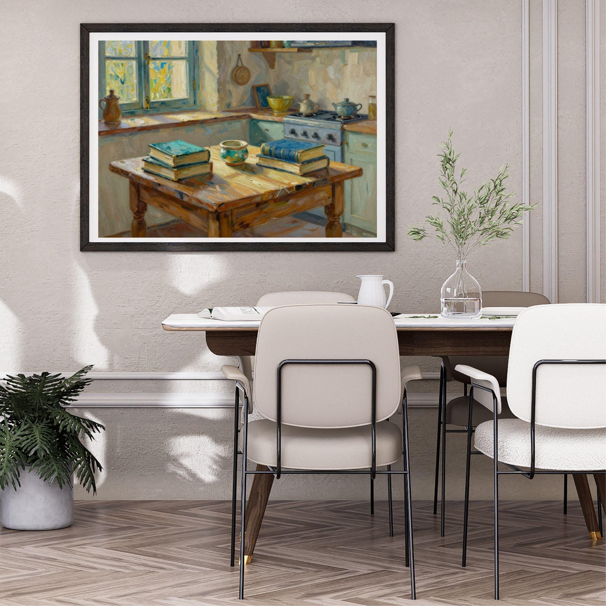 Cozy Farmhouse Kitchen Oil Painting Print | Printable Wall Art, Still ...