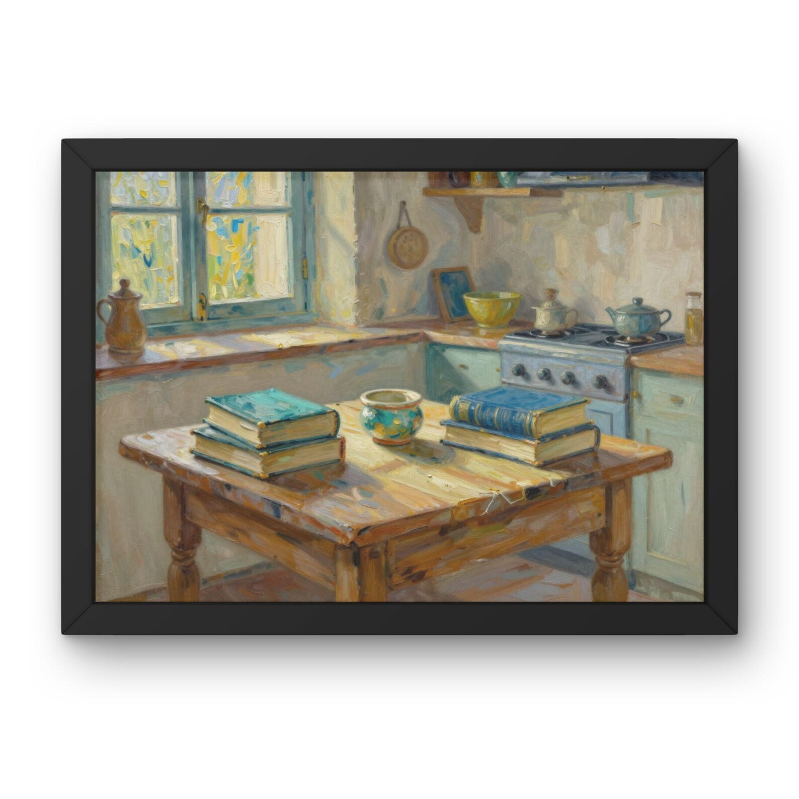 Cozy Farmhouse Kitchen Oil Painting Print | Printable Wall Art, Still ...