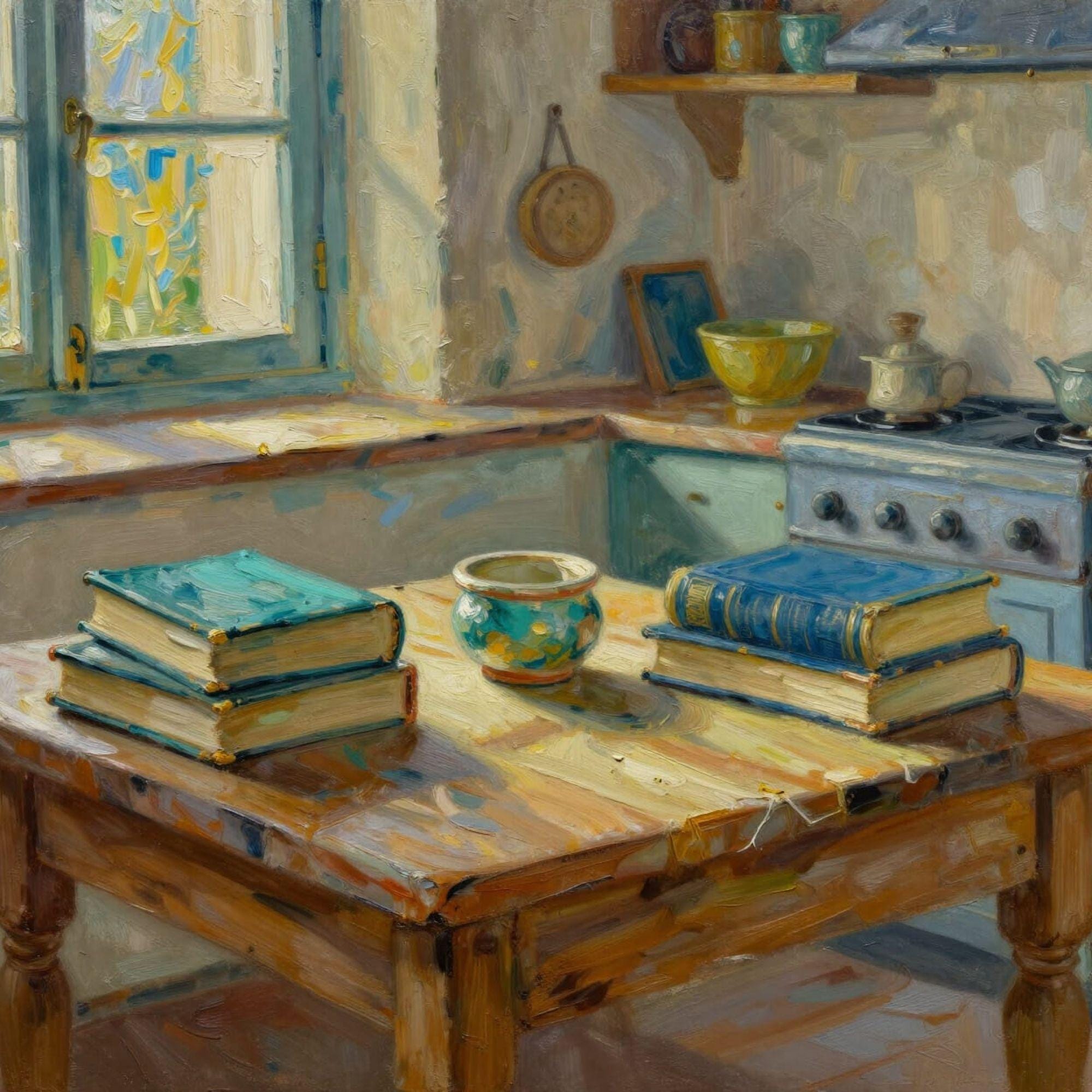 Cozy Farmhouse Kitchen Oil Painting Print | Printable Wall Art, Still ...