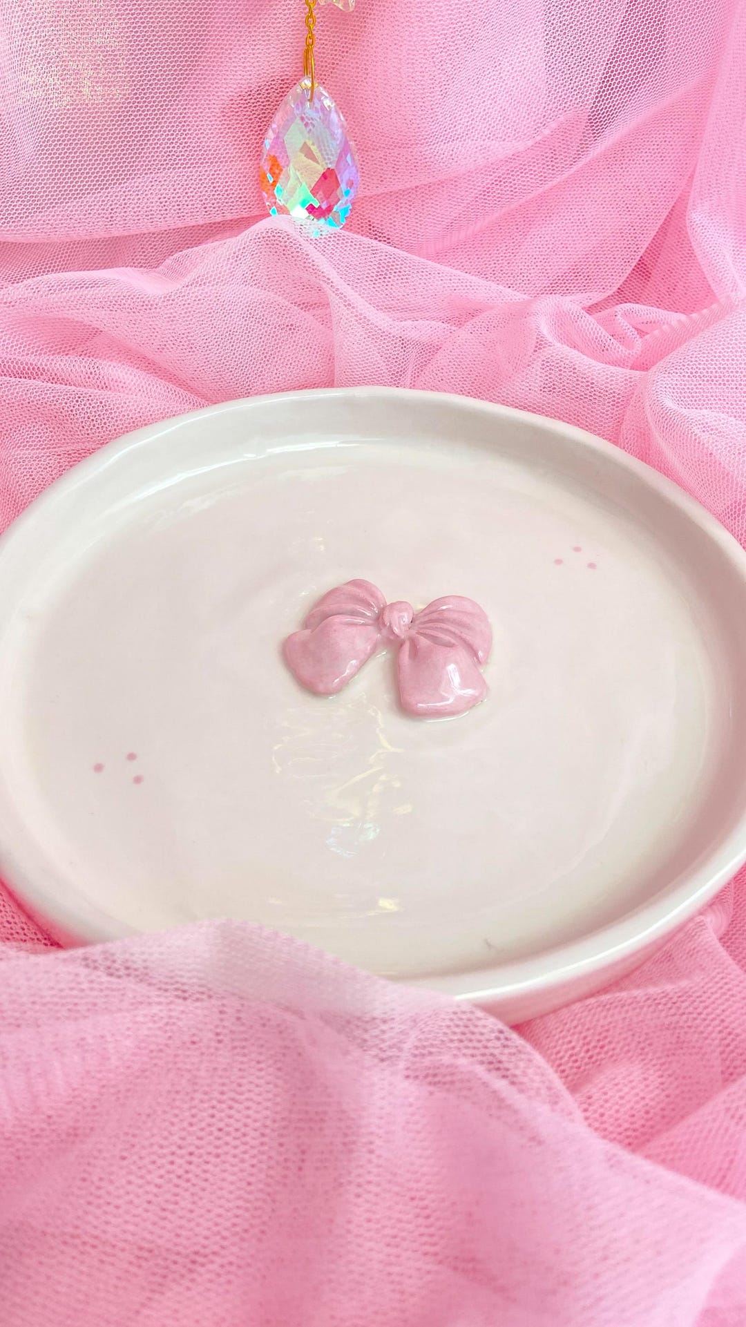 Personalized Jewelry Display Dish, Pink Bow Jewellery Dish, Coquette ...