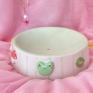 Personalized Pet Bowl Handmade Custom Frog Cottage Core Ceramic Cute ...