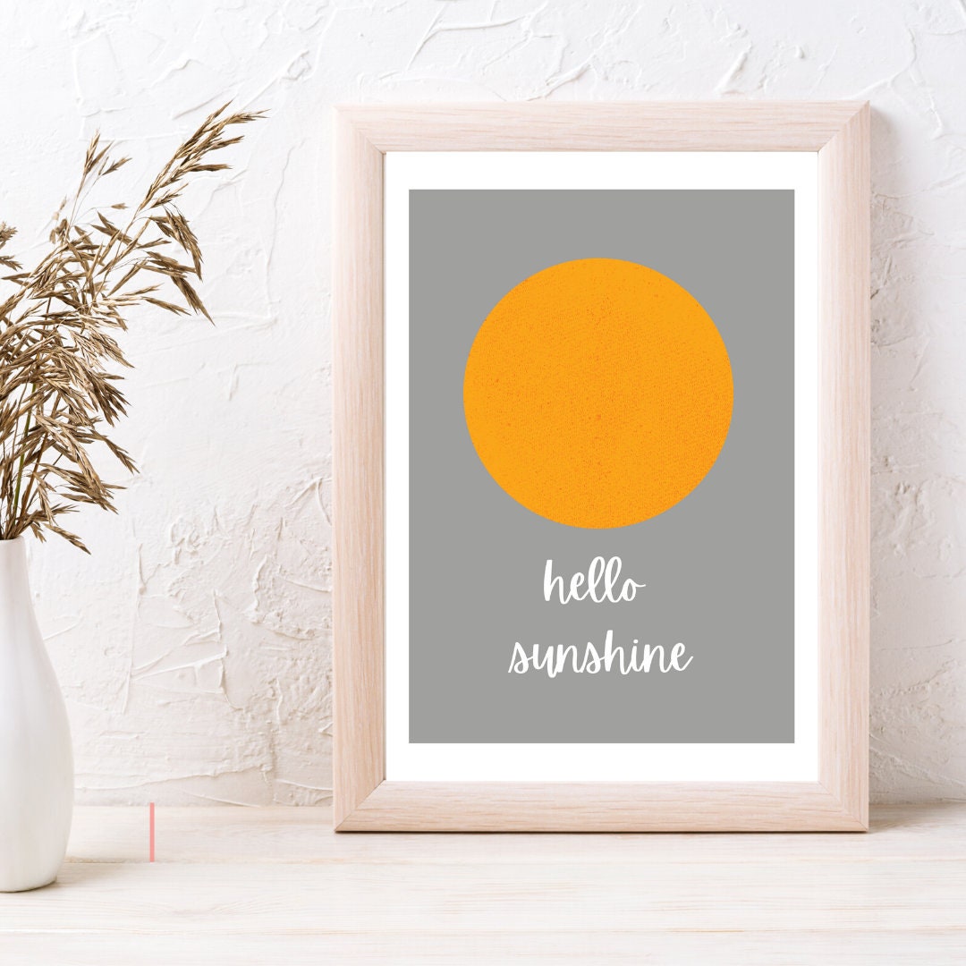 Hello Sunshine Print Sunshine Poster Happy Wall Art Positive Print ...
