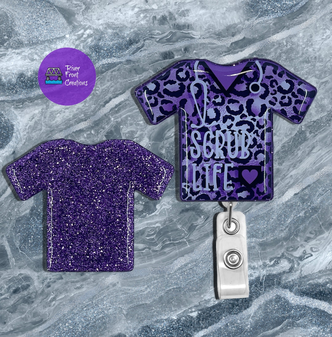 Nurse, Purple, Cheetah, Scrub Life, Badge Reel, Interchangeable, 2 ...