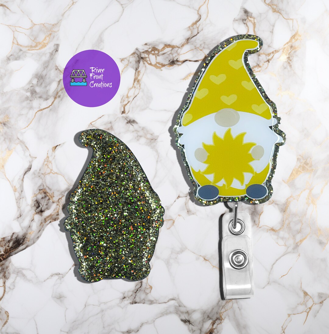 Badge Reel, Sunburst, Gnome, Gold, Badge Holder, Funny Badge Reel ...
