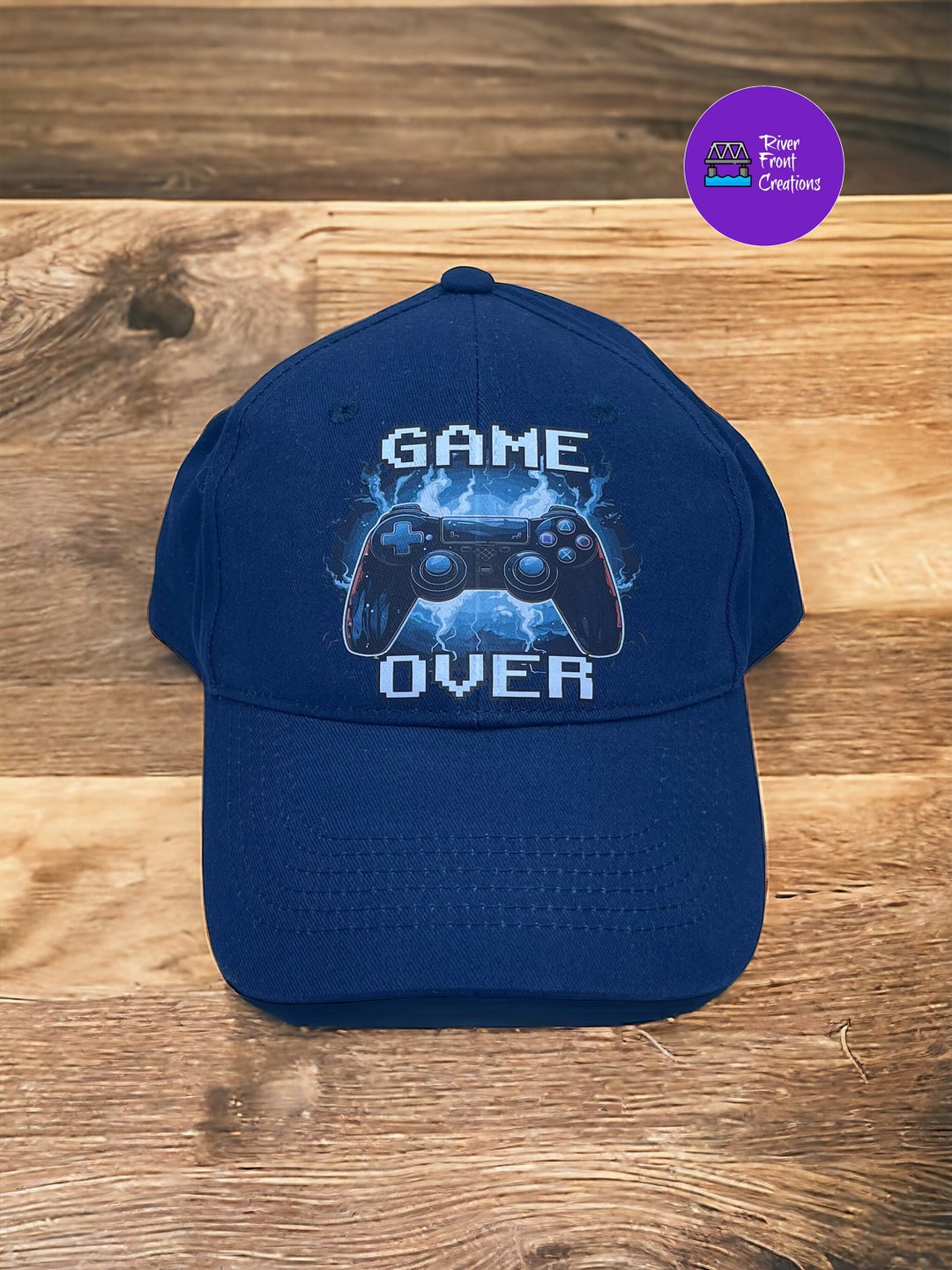 Game Over, Cotton, Navy Blue, Baseball Style Hat, DTF Image, Direct to ...