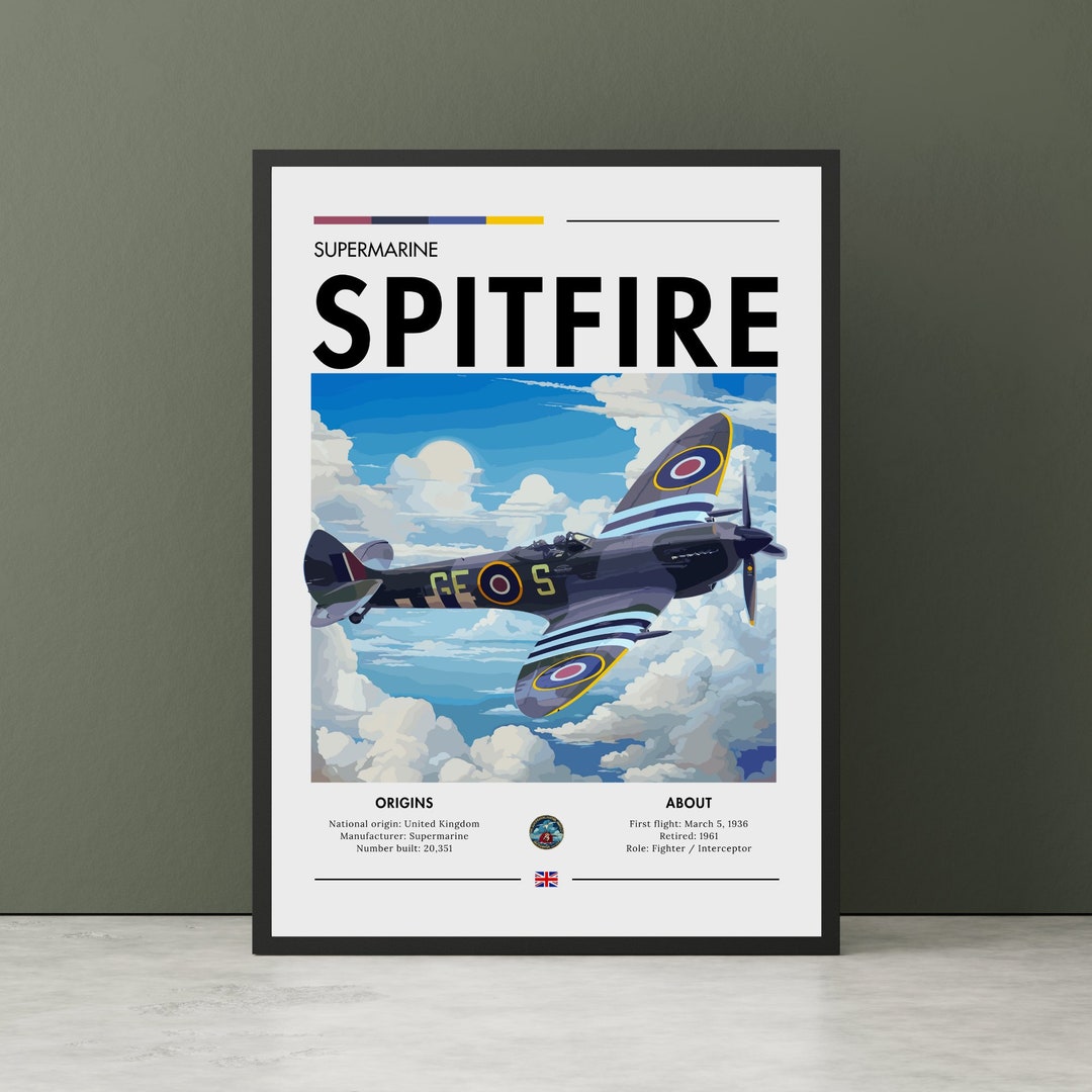 Supermarine Spitfire Poster - WWII Aviation Art, Battle of Britain ...