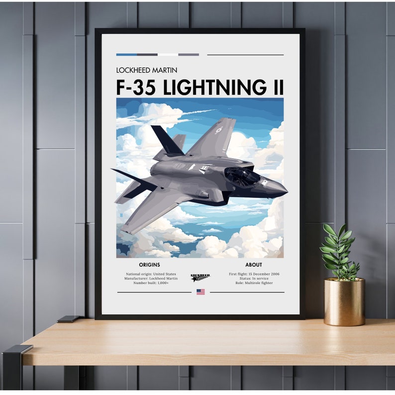 Lockheed Martin F-35 Lightning II Print - USAF Aviation, Multirole ...