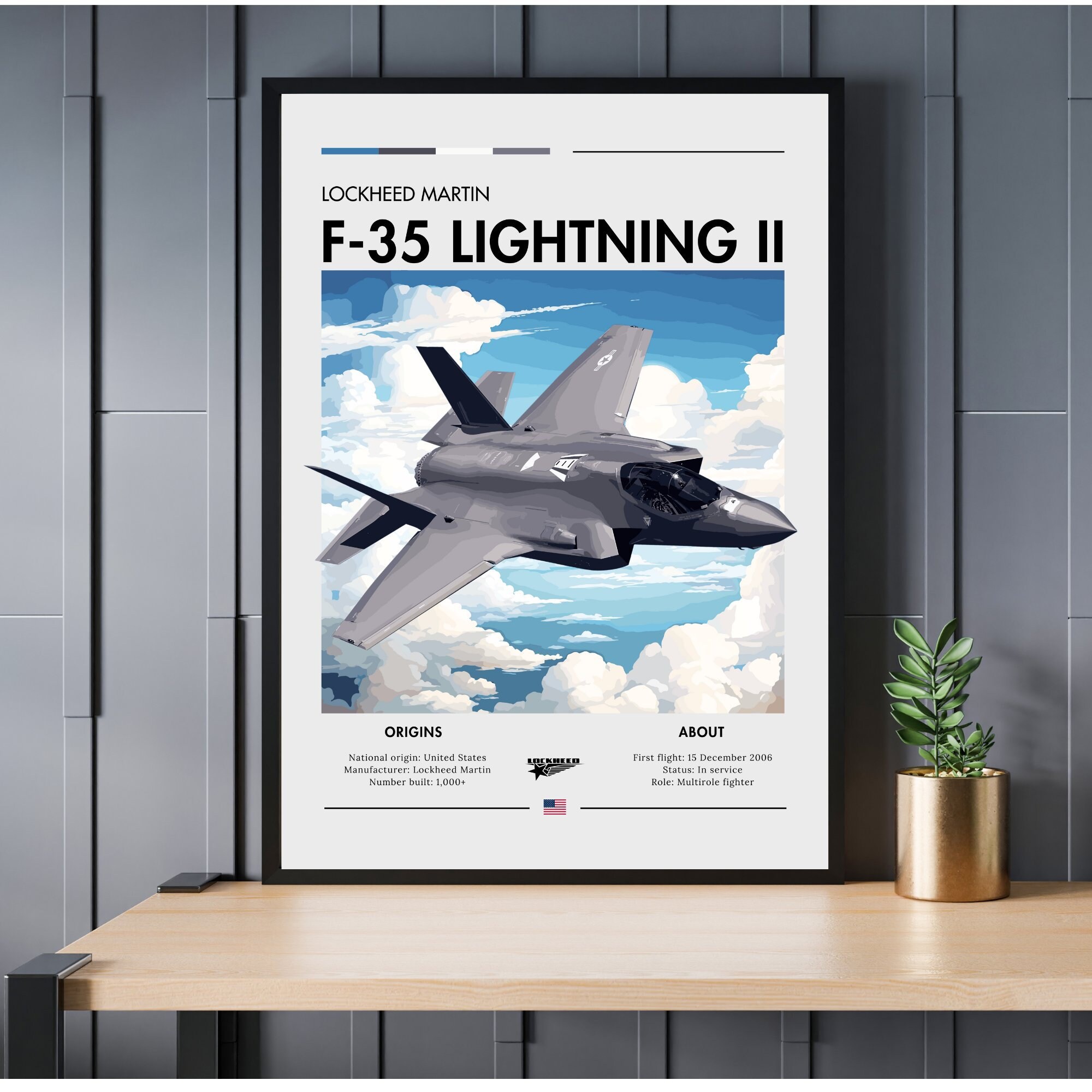 Lockheed Martin F-35 Lightning II Print USAF Aviation, Multirole ...