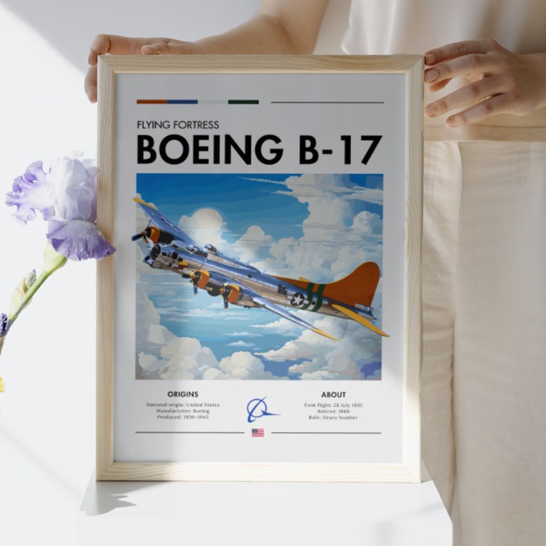 Boeing B-17 Flying Fortress Print WWII Aviation Art, Heavy Bomber ...
