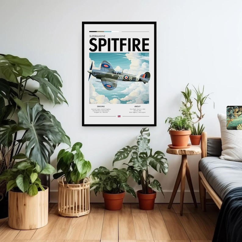 Supermarine Spitfire Poster – WWII Aviation Art, Fighter Jet Print - Etsy