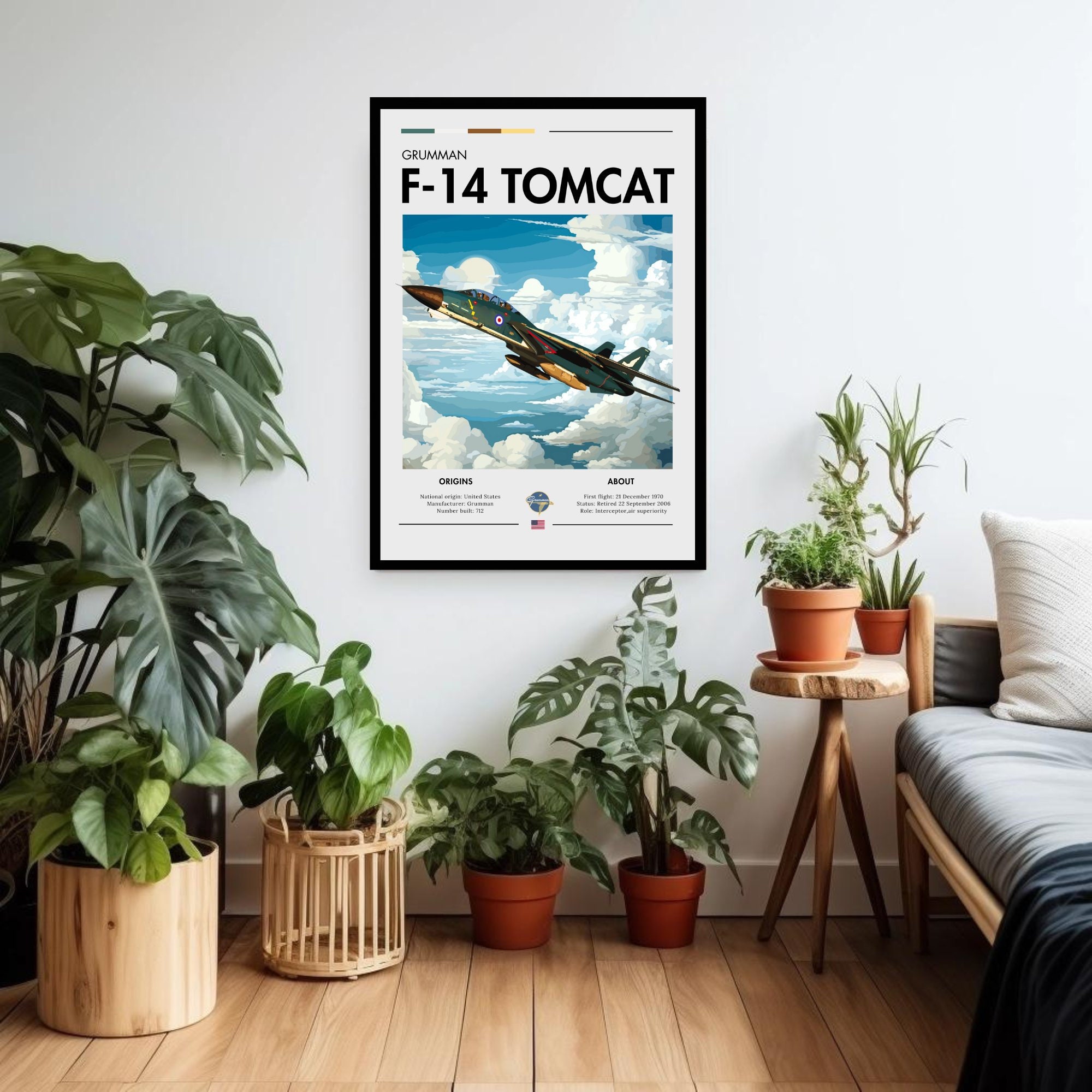 Grumman F-14 Tomcat Supersonic Print Aviation Art, Vietnam War Plane ...