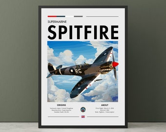 Supermarine Spitfire Fighter Glossy Poster Picture Photo Print Banner ...