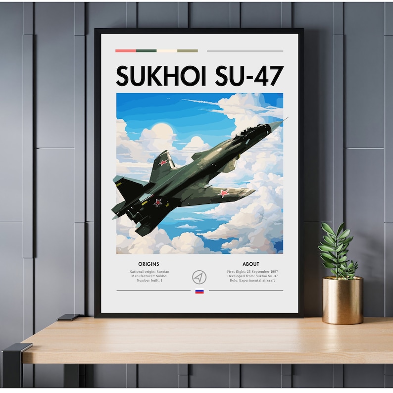 Sukhoi Su-47 Print - Aircraft Art , Experimental Aircraft, Plane Poster ...