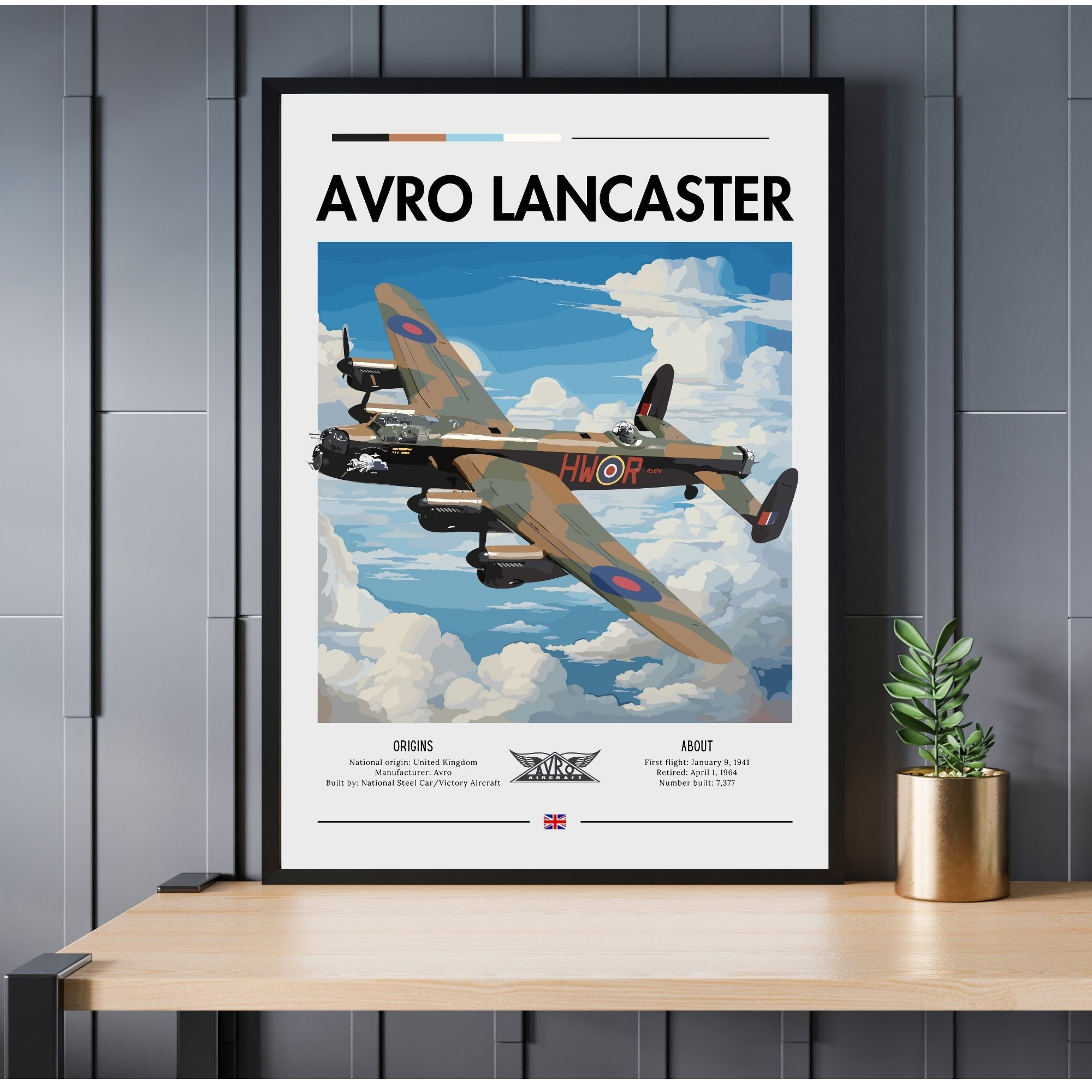 Vintage Avro Lancaster Bomber Print WWII Aviation Art, Battle of ...