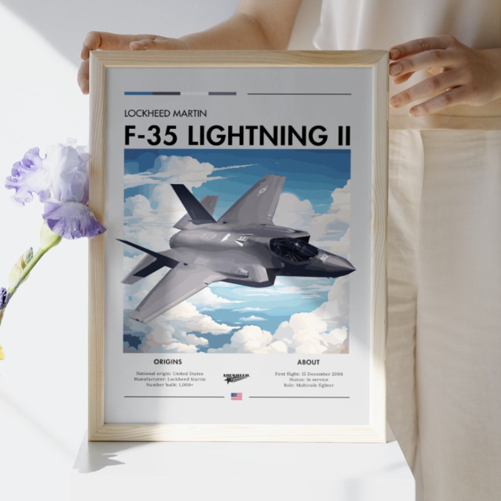 Lockheed Martin F-35 Lightning II Print USAF Aviation, Multirole ...