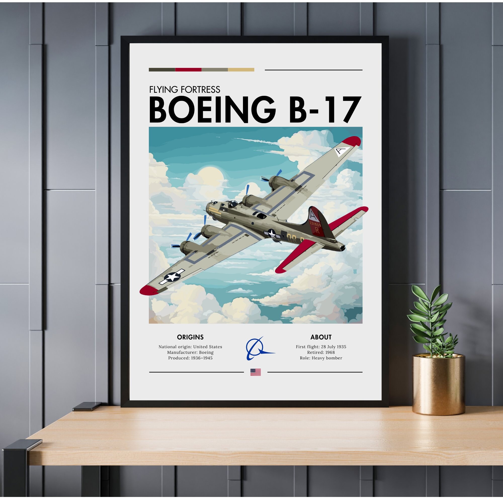 Boeing B-17 Flying Fortress Print - WWII Aviation Art, Heavy Bomber ...