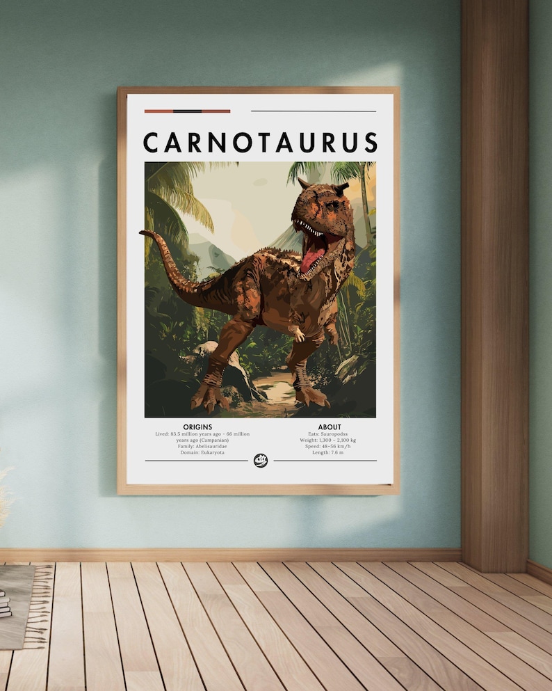 Carnotaurus Wall Art, Carnotaurus Dinosaur, Cretaceous Period, Carnivorous Dinosaur, Prehistoric ...